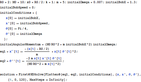 Spring mass system on a rotating disk